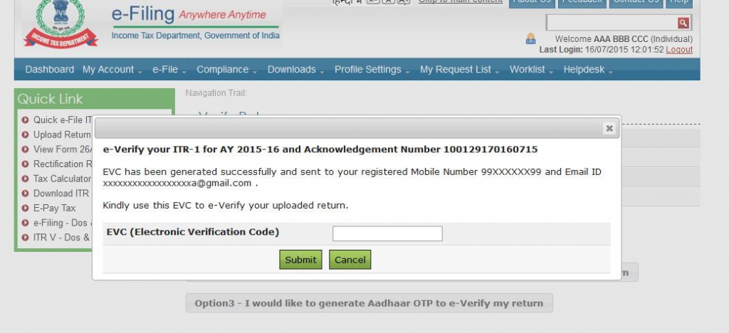 E-VERIFY INCOME TAX RETURN