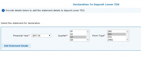 Declaration to Deposit Lower TDS
