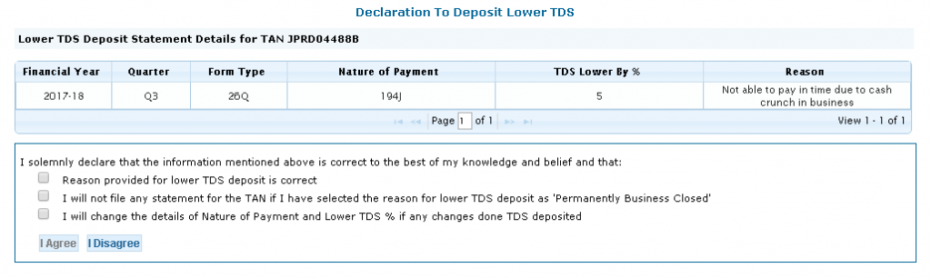 Declaration to Deposit Lower TDS